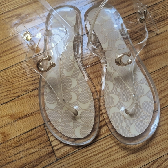 Coach | Shoes | Coach Clear Jelly Sandals For Women Gold Coach Symbol ...